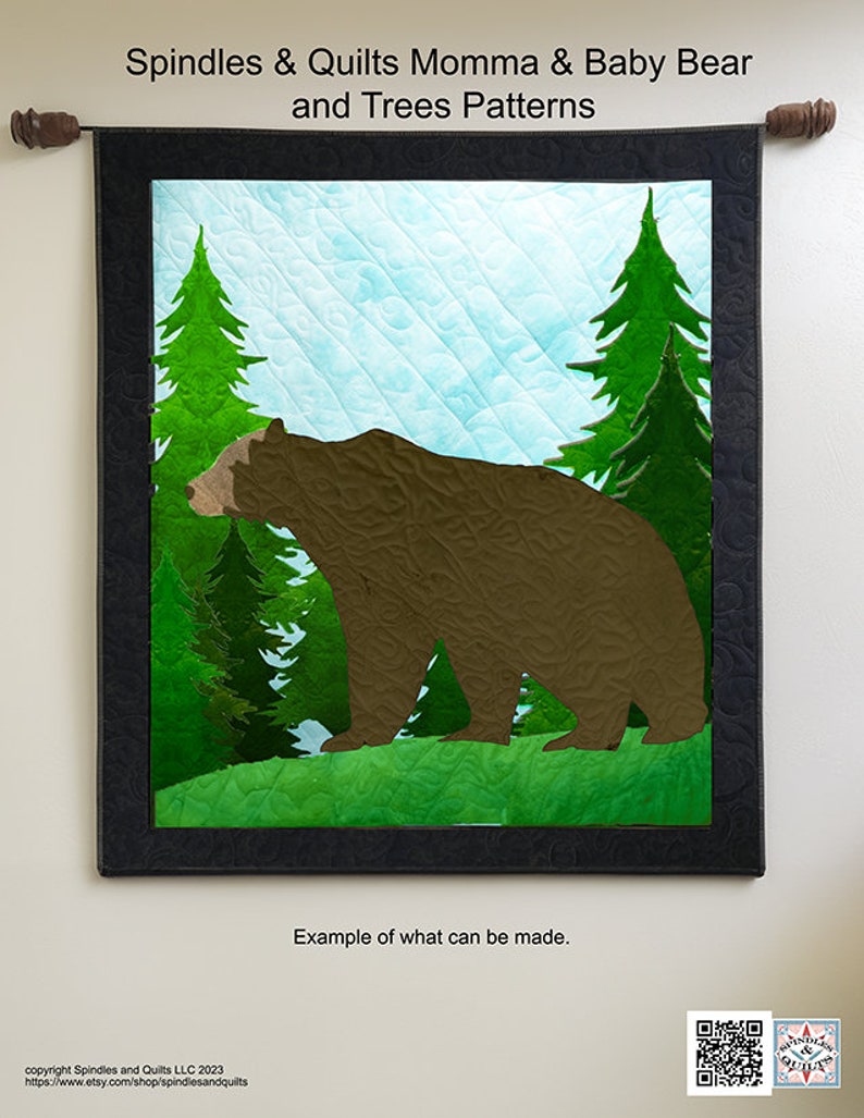 Mama Grizzly Bear, Baby Bear Trees PDF Instant Download Sewing Quilt ...