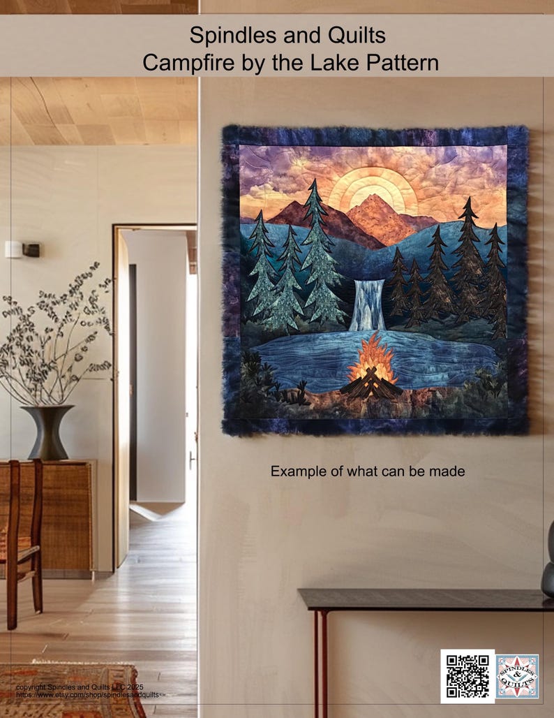 Campfire by the Lake Waterfall Pattern PDF Instant Download Sewing ...