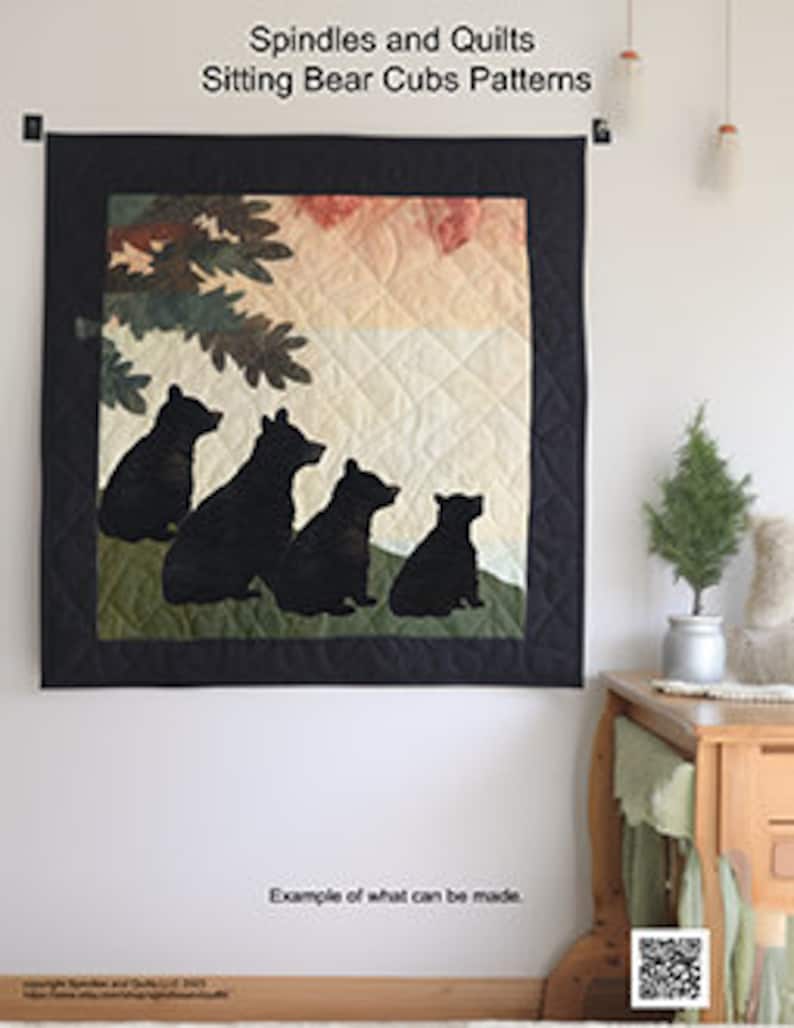 Sitting Three Bear Cubs 3 Sizes PDF Instant Download Applique Quilt ...