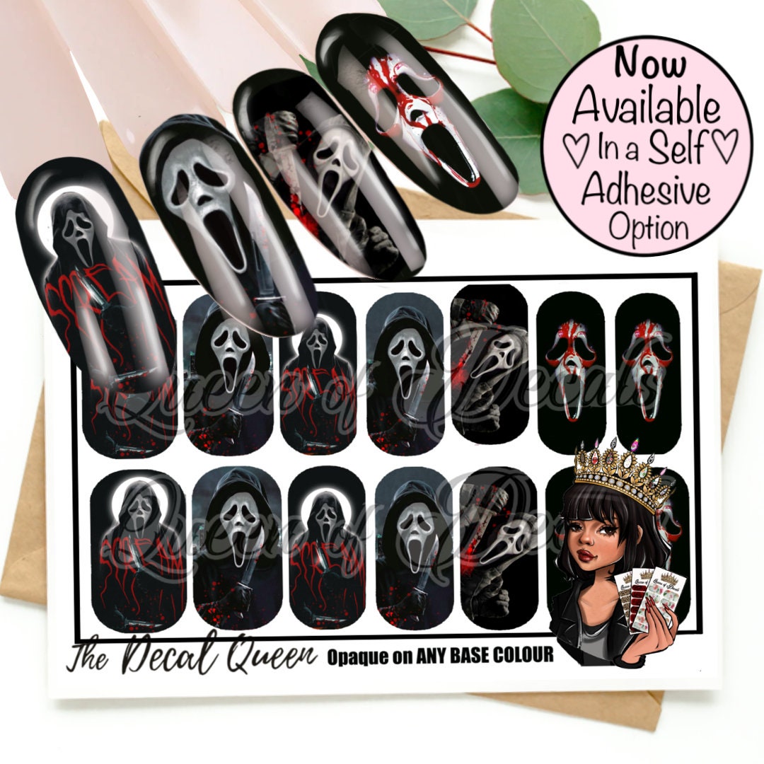 GHOST FACE SCREAM Nail Art Decal Waterslide Nail Decals Halloween Nails ...