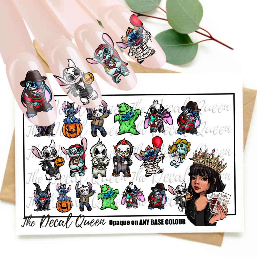 STITCHY Style Horror Movie Halloween Nail Art Water Decals Fall ...