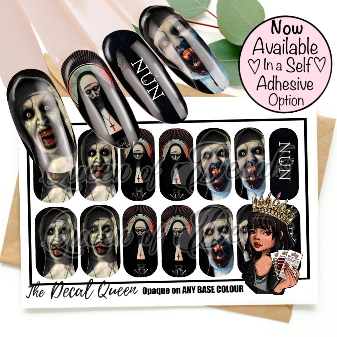 CURSED NUN Nail Art Decal Waterslide Nail Decals Halloween Nails Nail ...