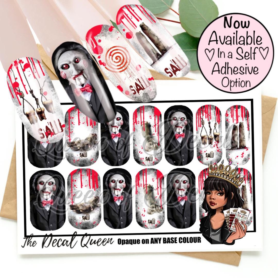 JIG SAW Nail Art Decal Waterslide Nail Decals Halloween Nails Nail ...