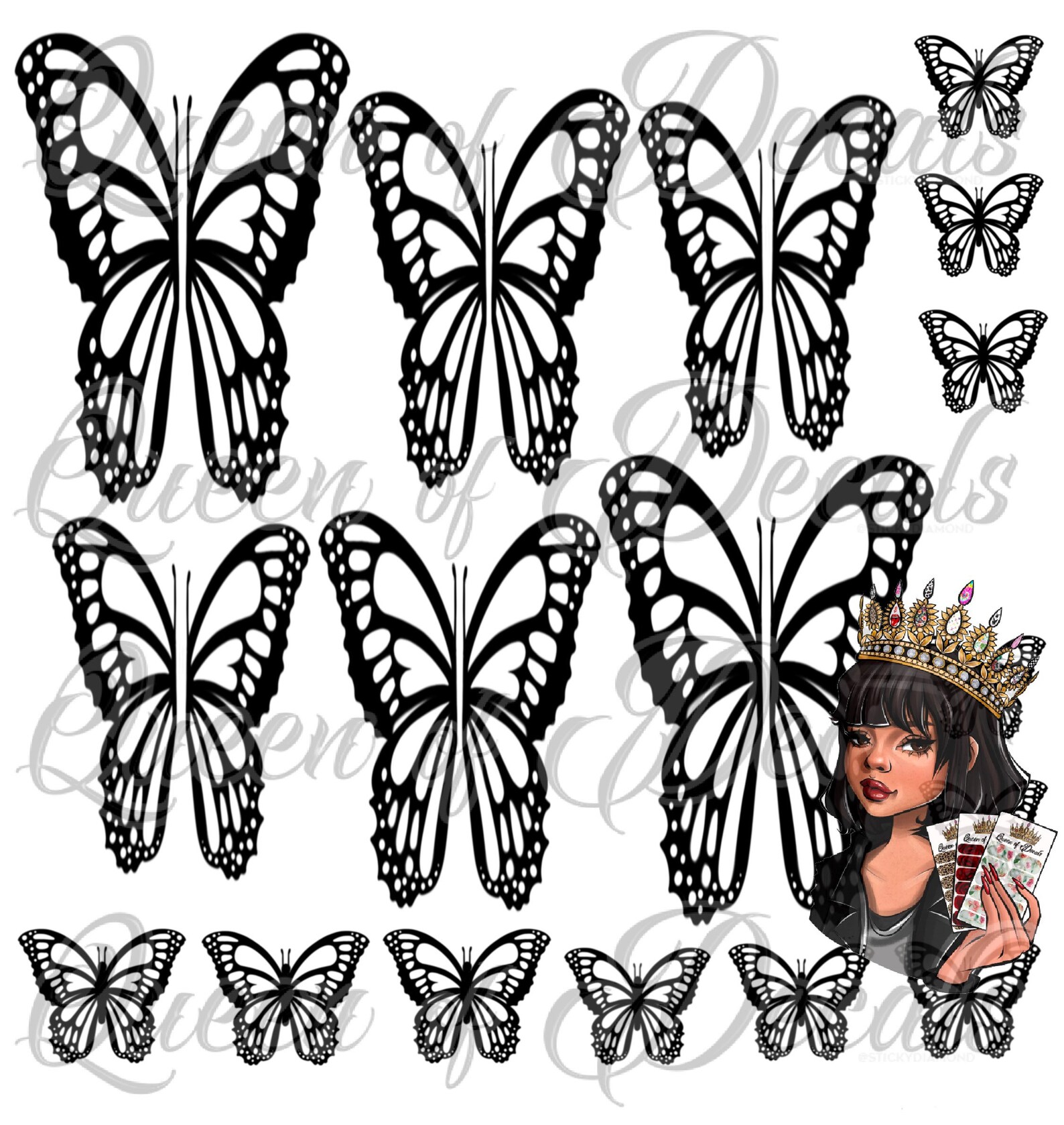 Negative Space BUTTERFLY WING Nail Art Decal - Etsy