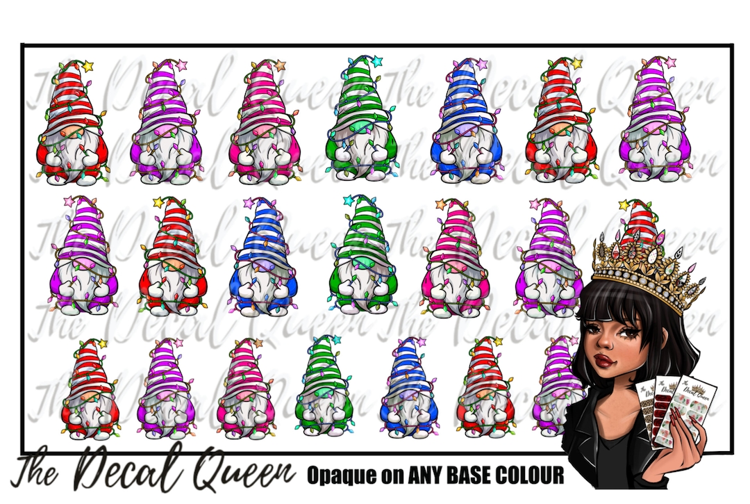STRING LIGHTS Gnomes Festive Nail Art Water Decals Fall - Etsy