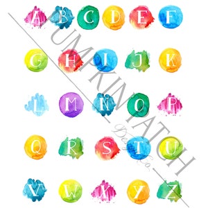ALPHABET UPPERCASE ABC Watercolor Art 16x20 8x10 Printable - Etsy