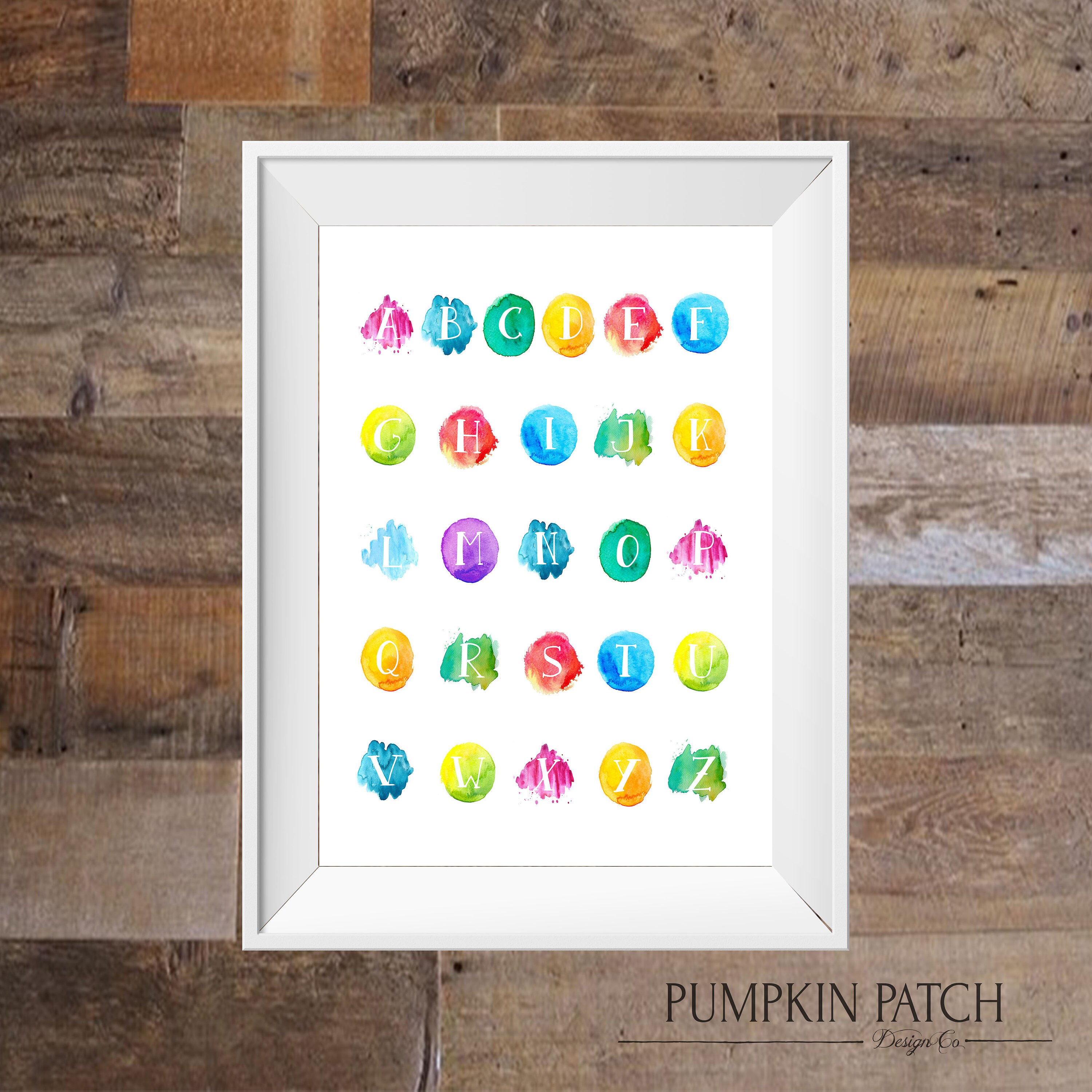 ALPHABET UPPERCASE ABC Watercolor Art 16x20 8x10 Printable - Etsy