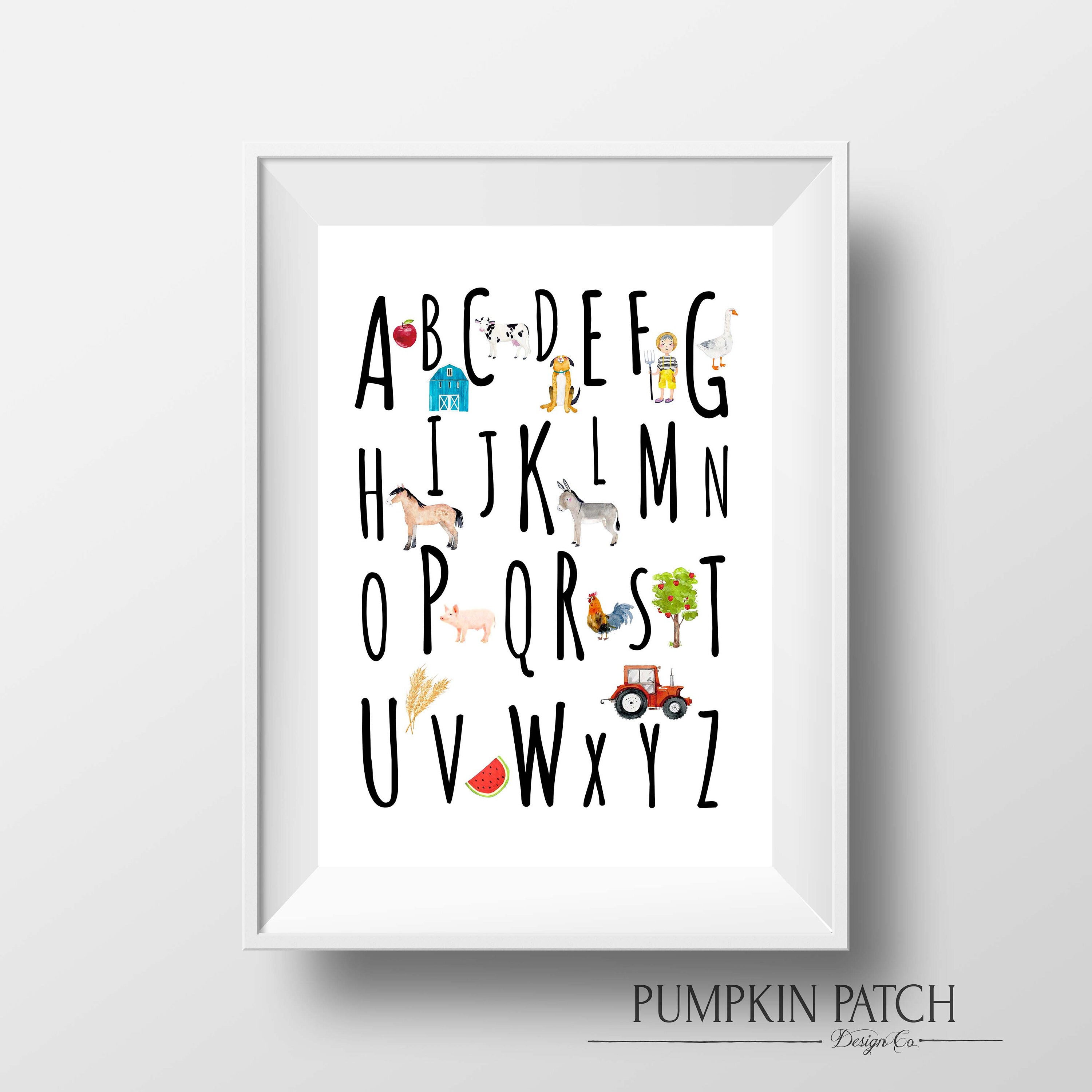 Farm Animal ABC Poster Printable 8x10 11x14 16x20 | Etsy