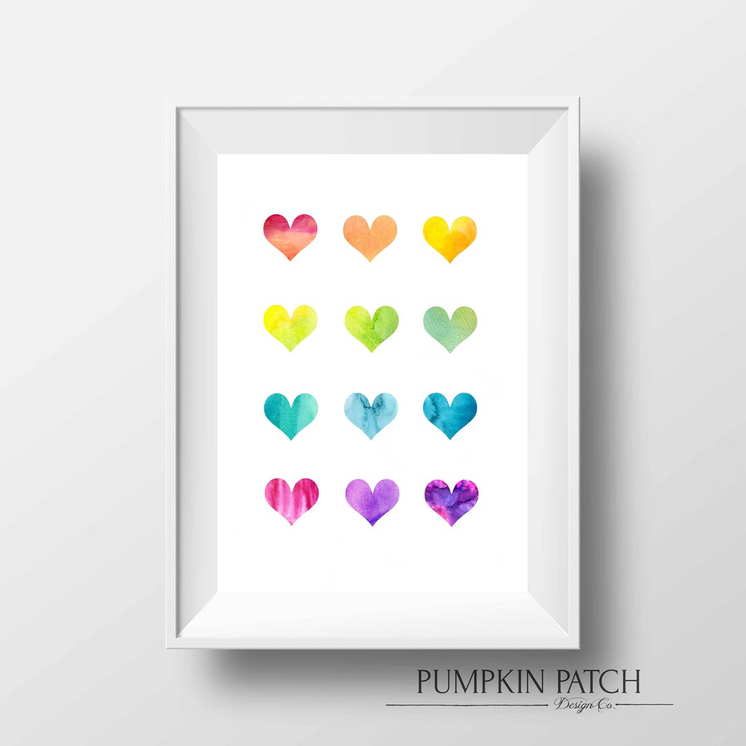 Watercolor HEARTS 16x20 8x10 Printable Instant Download - Etsy