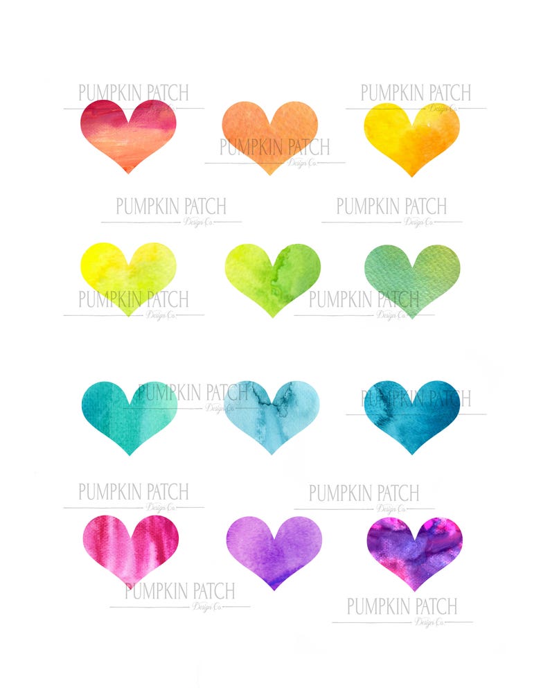 Watercolor HEARTS 16x20 8x10 Printable Instant Download - Etsy