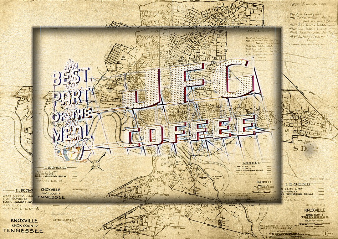 JFG Coffee Sign Knoxville Art Photo Print Americana Travel Map ...