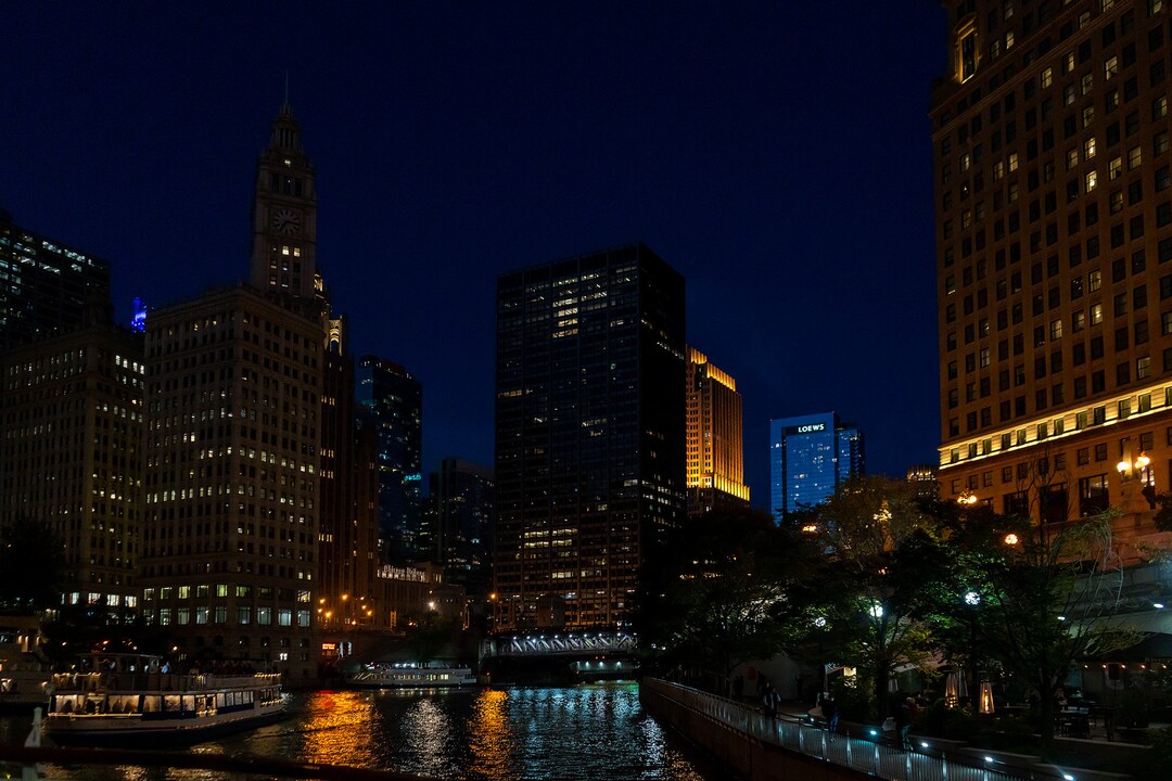 Chicago Skyline Night Cityscape Art Photography Print - Etsy