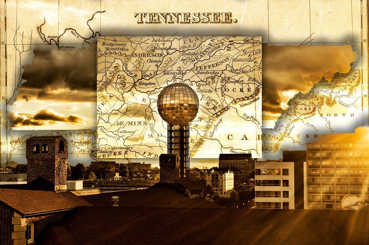 Sunsphere Knoxville Art Photo Print Tennessee Sunset Sundown Map ...