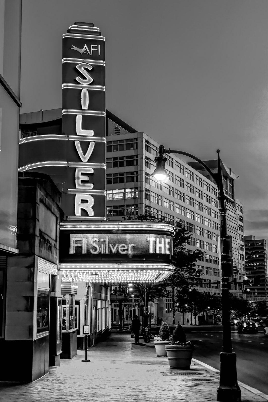 AFI Silver Spring Maryland MD Americana Theatre Marquee Black and White ...