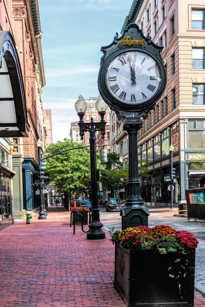 Shepard Street Clock Downtown Providence Rhode Island PVD RI Travel Art ...
