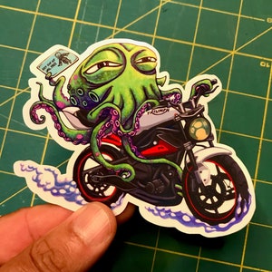 Octopus Motorcycle Sticker, Motorcycle Sticker, Die Cut, Art Sticker ...