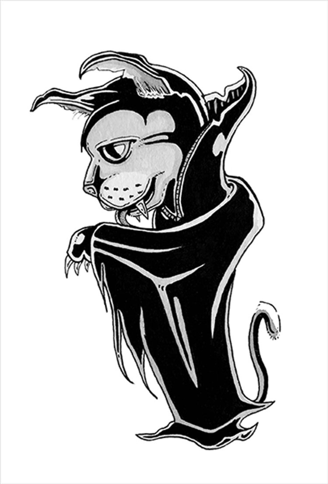 Vampire Cat Art Print Halloween Dracula Cat Costume Gothic Room Decor ...