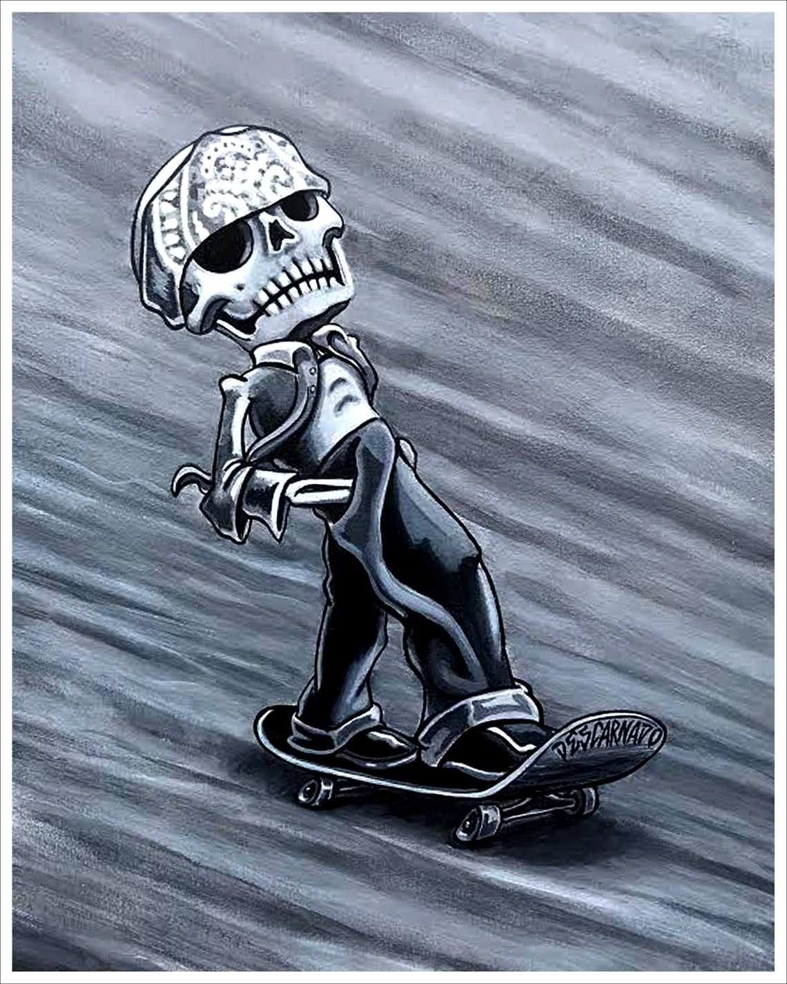 Cholo SKATE ART PRINT Skeleton Skateboard Birthday Gift | Etsy UK