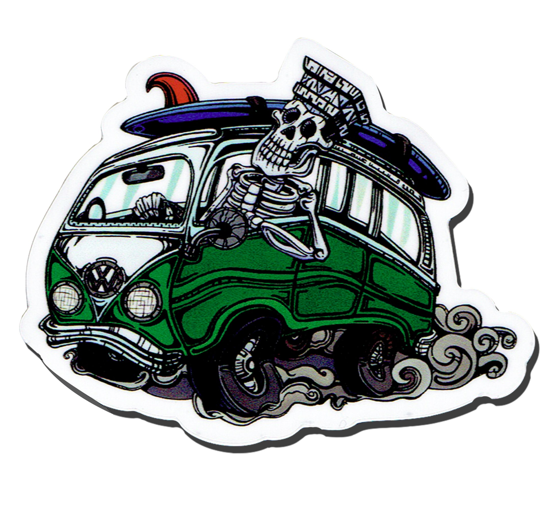 VW Bus Skeleton Surfer Sticker: Waterproof Van Decal - Etsy