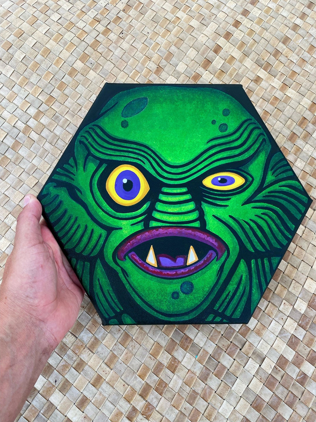 Original Hexagon Creature From the Black Lagoon Painting, Tiki Art ...