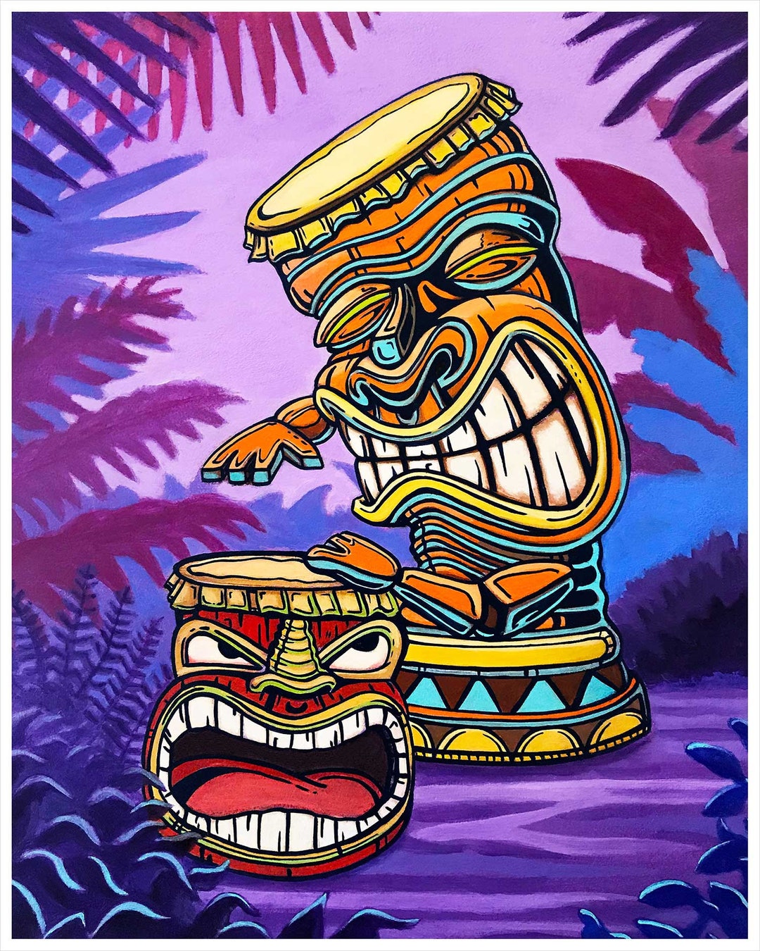 Tiki Drum Tiki Art Tiki Drummer Fine Art Print Hawaii - Etsy