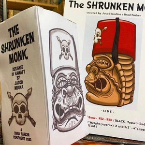 Tiki Mug Shrunken Head Monkey Ceramic Red Fez Tiki Bar Decoration ...