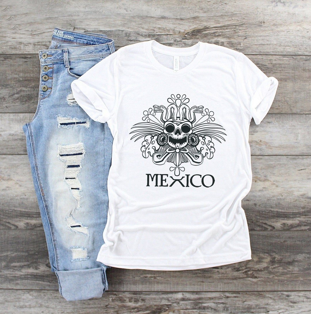 Mexico Maya Shirt, Azteca Camisa, Mexican Skull Rocker Shirt, Mexico ...