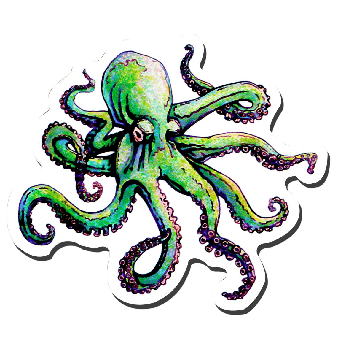 Octopus Sticker Octopus Sea Creature Sticker Die Cut | Etsy