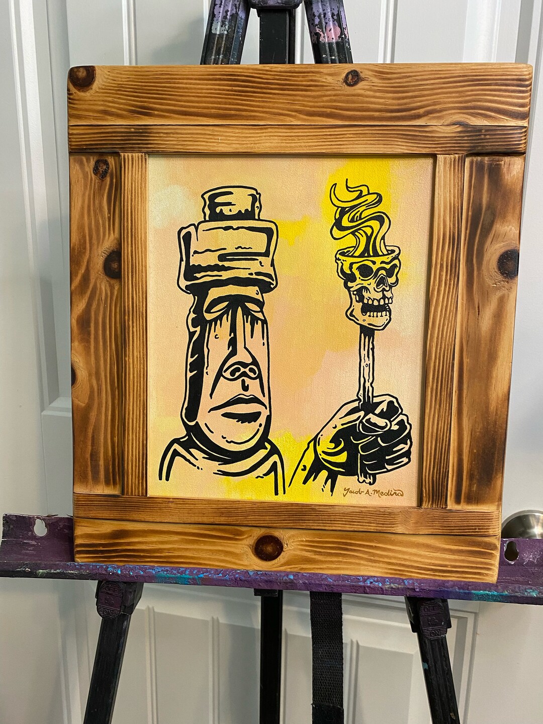 Moai Tiki Art Original Tiki Painting Lowbrow Art Easter - Etsy