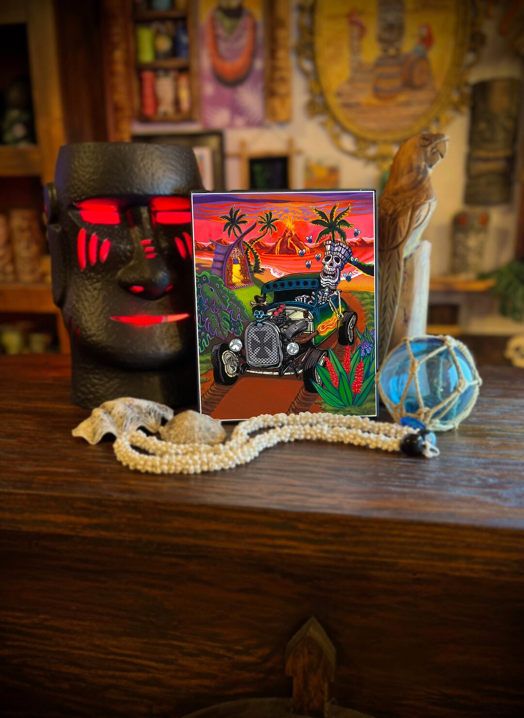 Hot Rod Tiki 8x10 Print Tiki Art Kustom Kulture Classic Car Art Tiki ...