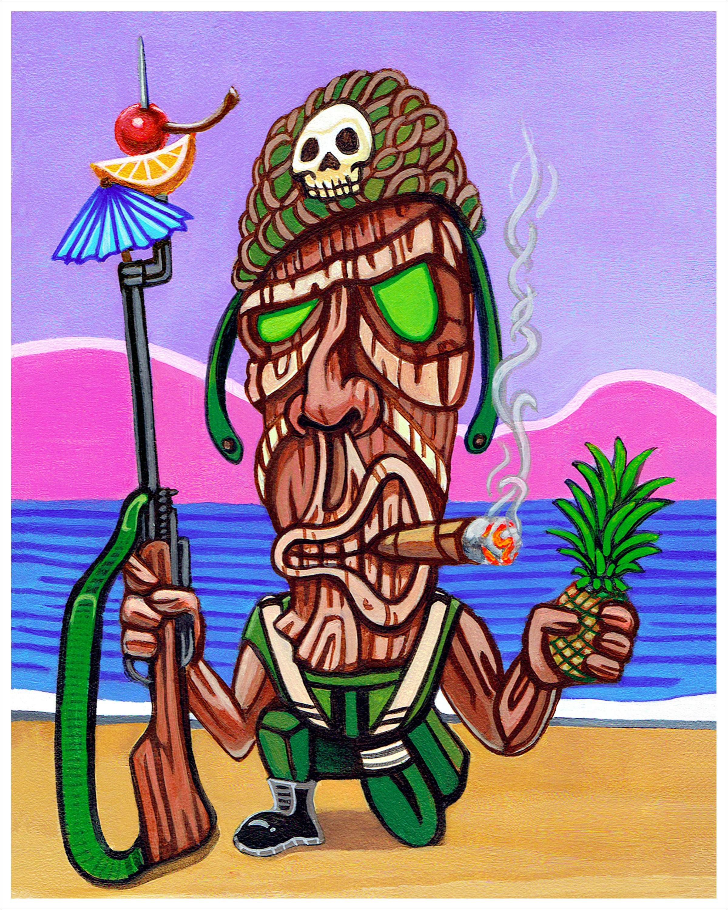 Tiki Soldier Birthday Gift Tiki Art Army Art Tiki Bar Art | Etsy