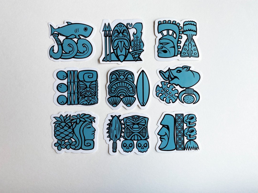 Tiki Sticker Bundle Hawaii Sticker Pack of Island Tiki Stickers Beach ...