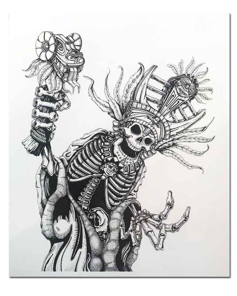 Aztec Priest Drawing