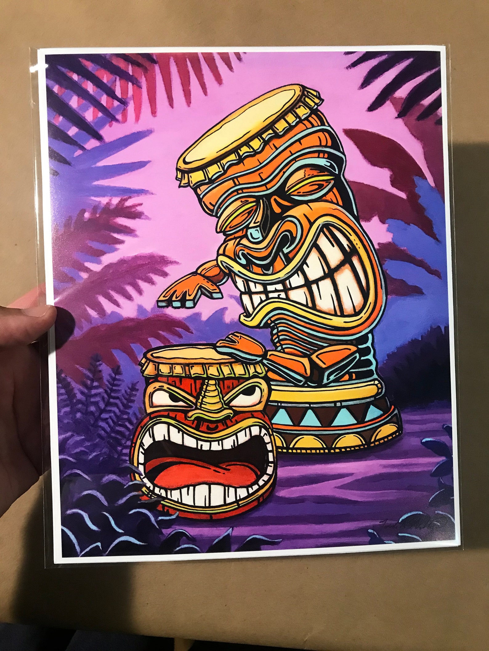 Tiki Drum Tiki Art Tiki Drummer Fine Art Print Hawaii - Etsy