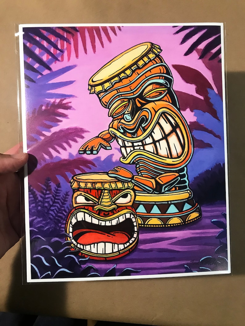 Tiki Drum Tiki Art Tiki Drummer Fine Art Print Hawaii - Etsy