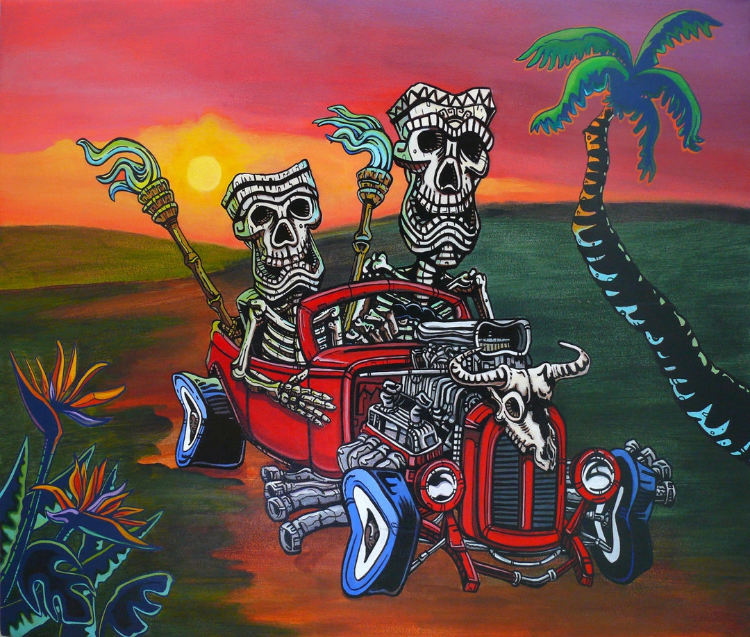 Model Tiki Joy, 8x10 Print, Tiki Torch, Tiki Mask, Day of the Dead Art ...