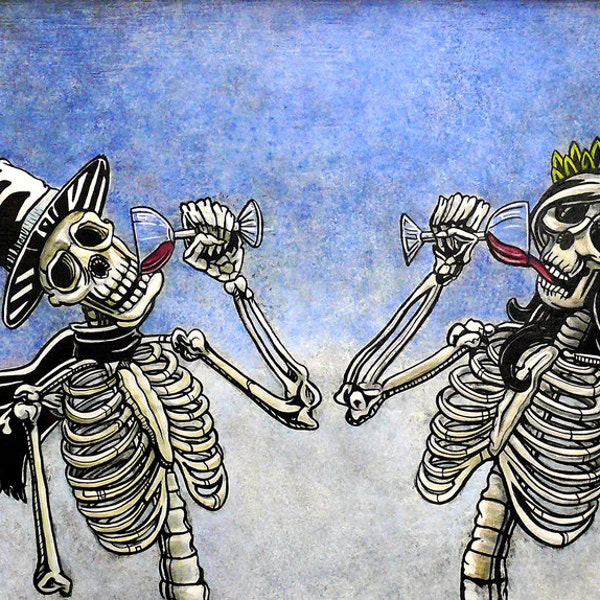 Skeleton Drinking Wine - Etsy
