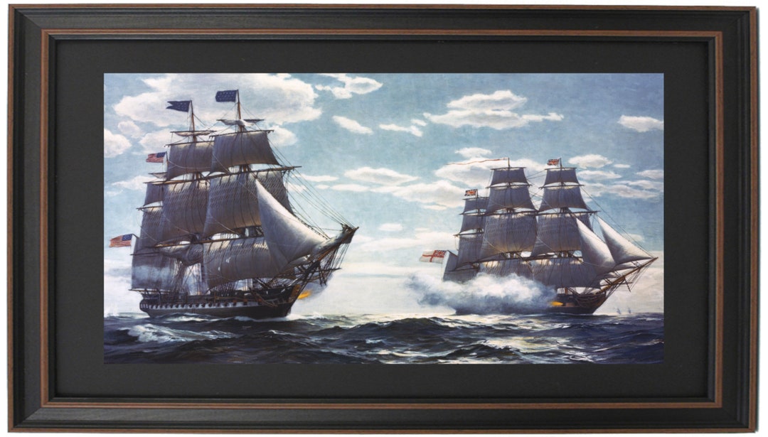Framed USS Constitution Vs HMS Java by Charles Paterson, December 1812 ...