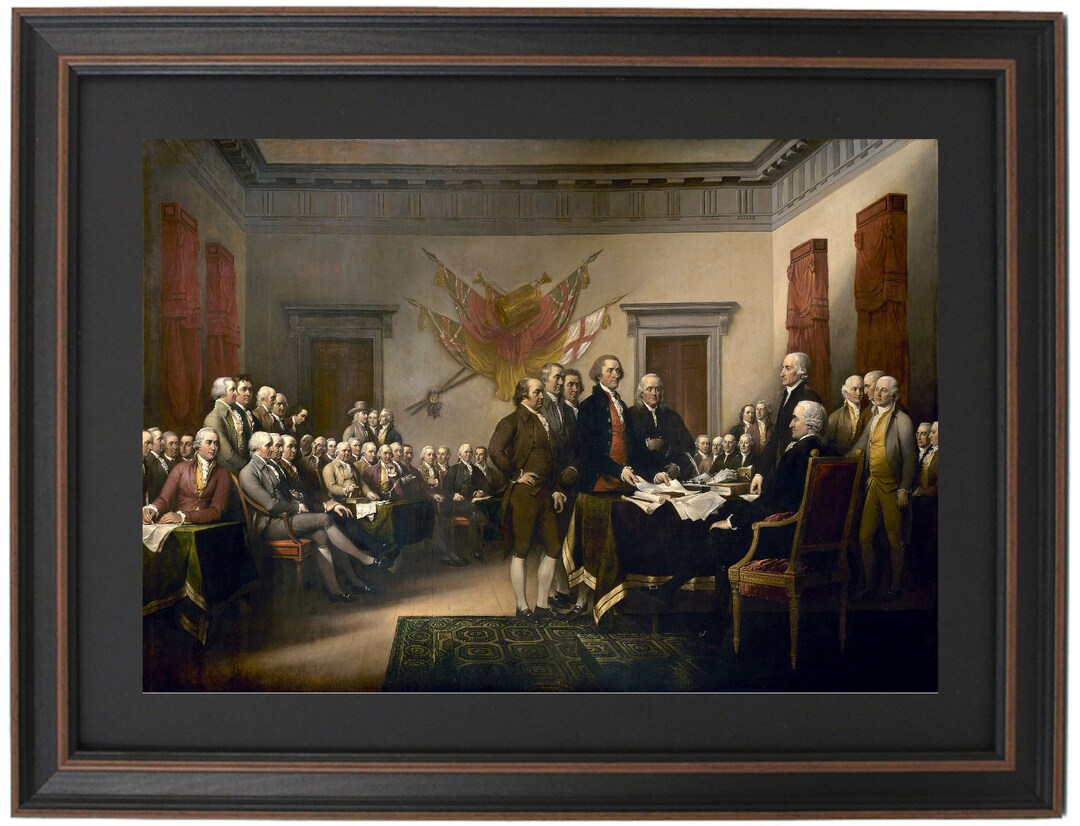 Framed Declaration of Independence Painting by John Trumbull. Standard ...