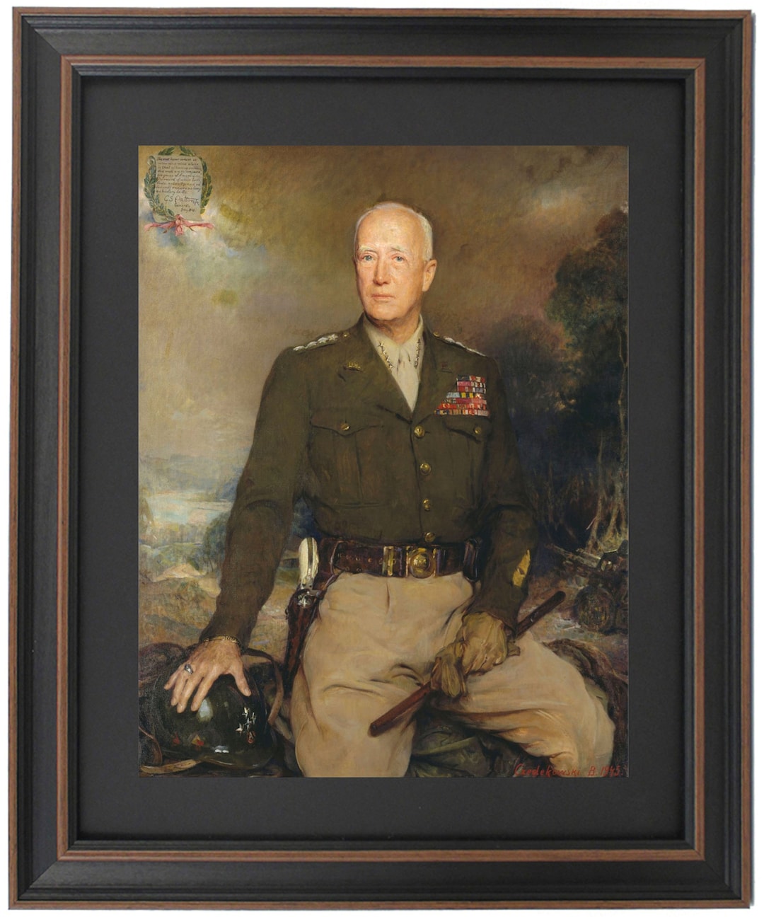 Framed Portrait of General George Patton by Boleslaw Jan Czedekowski ...