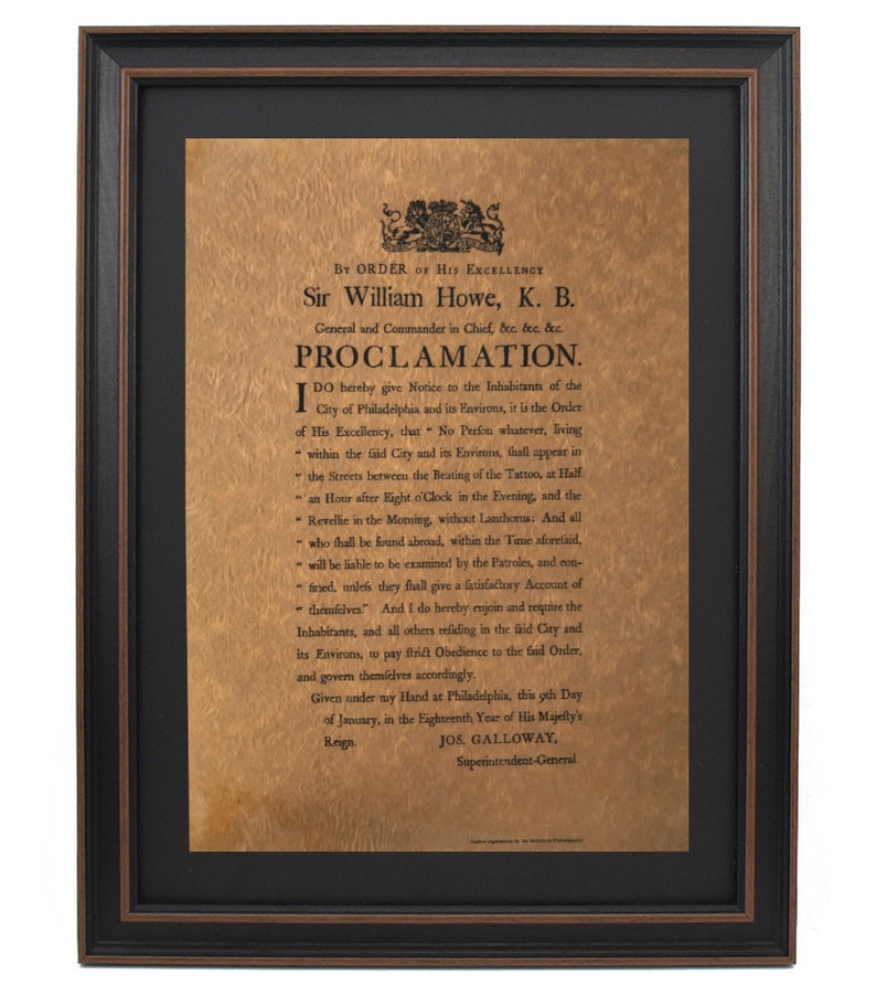 Framed Howe Proclamation. Handmade in USA. Free Shipping - Etsy