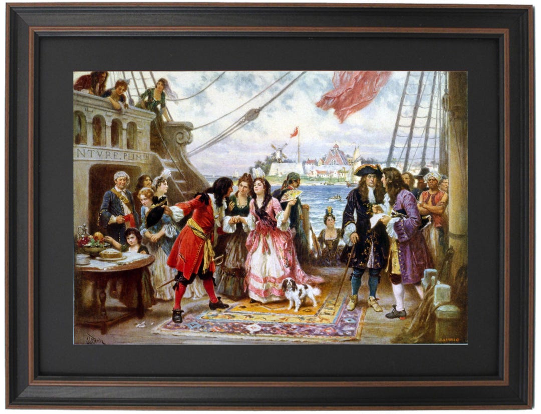 Framed Captain Kidd in New York Harbor by Jean Leon Gerome Ferris ...