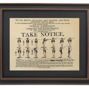 Framed Call to Arms Under General Washington Poster. Handmade in USA ...