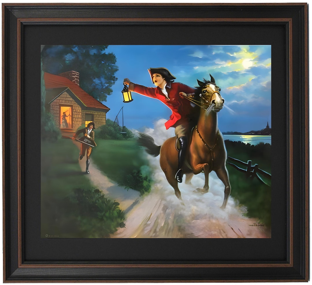 Framed Midnight Ride of Paul Revere by Edward Mason Eggleston. Handmade ...