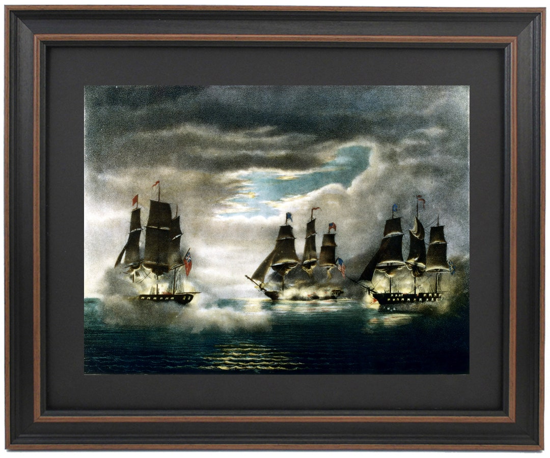 Framed Capture of HMS Cyane & Levant by the US Frigate Constitution by ...
