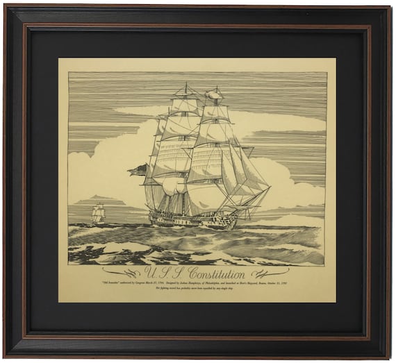 Framed Drawing of the USS Constitution. Patriotic Gift. - Etsy