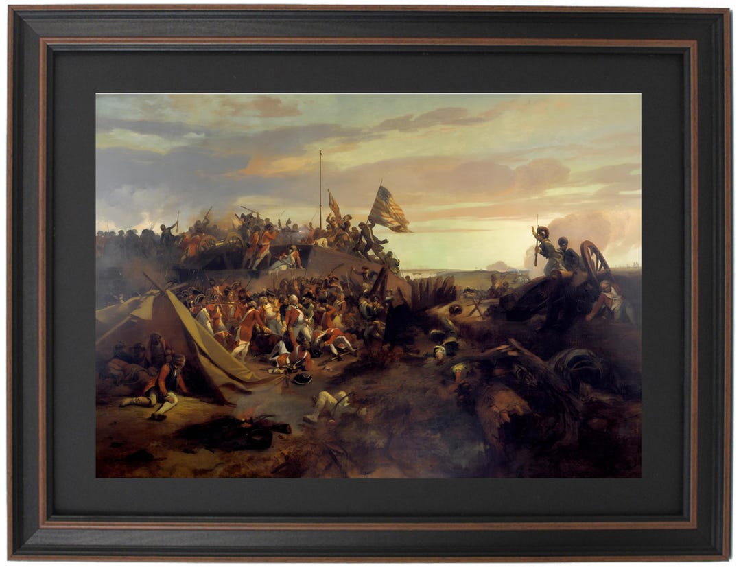Framed Storming a Redoubt at Yorktown by Eugene-louis Lami. Standard or ...