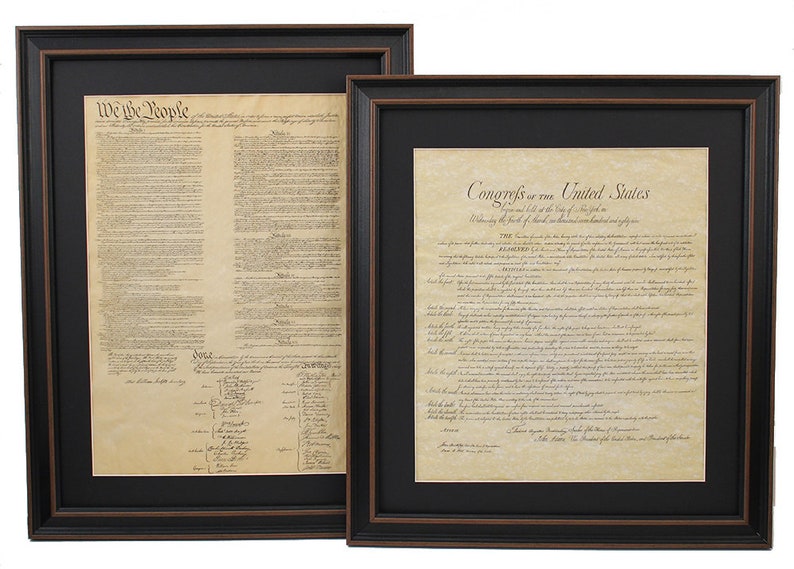 Framed Constitution and Bill of Rights Set. Handmade in USA. - Etsy