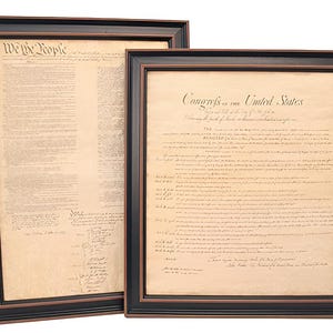 Framed Constitution and Bill of Rights Set (unmatted). Handmade in USA ...