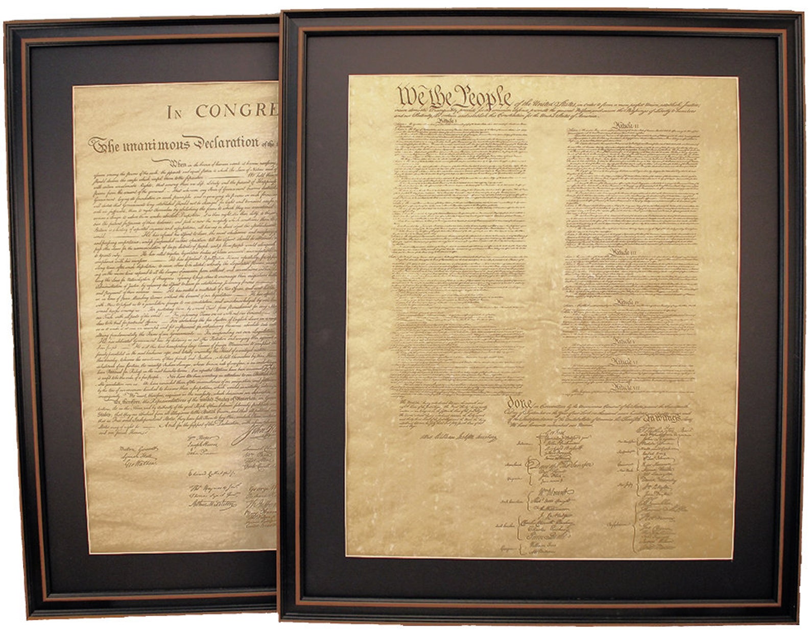 Poster Size Framed Constitution and Declaration of Independence Set ...